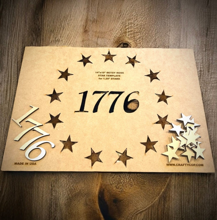 14”x10” Betsy Ross Wood Template for American Flag – CraftyCop Woodworks