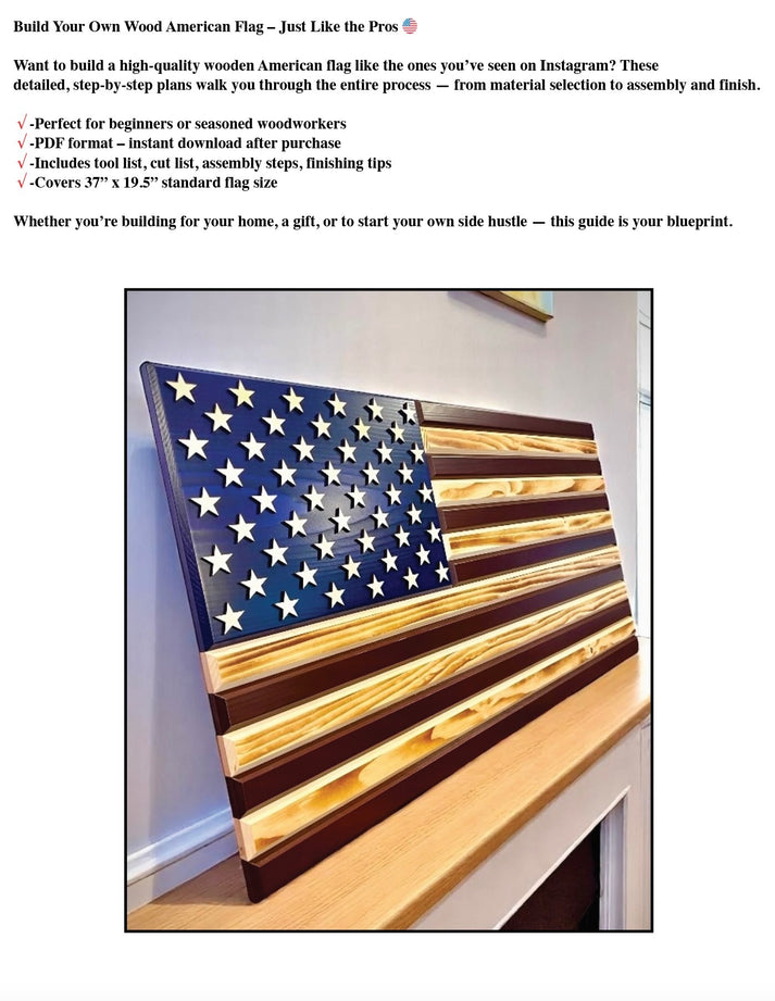 American Wood Flag Build Plans for 19.5" x 37" Flag – CraftyCop Woodworks